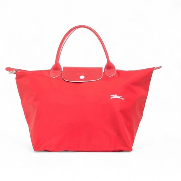 Longchamp | Bags | Longchamp Le Pliage Club Vermillion Red Nylon Tote ...